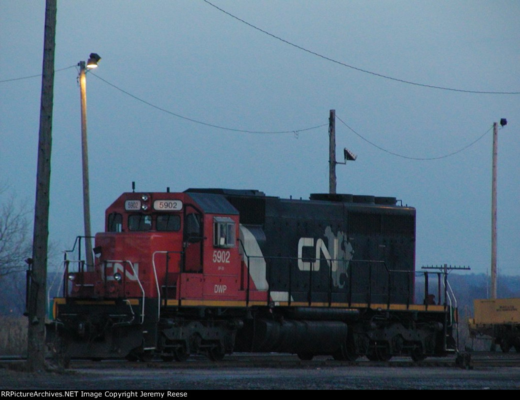 DWP 5902 sitting by yard tower